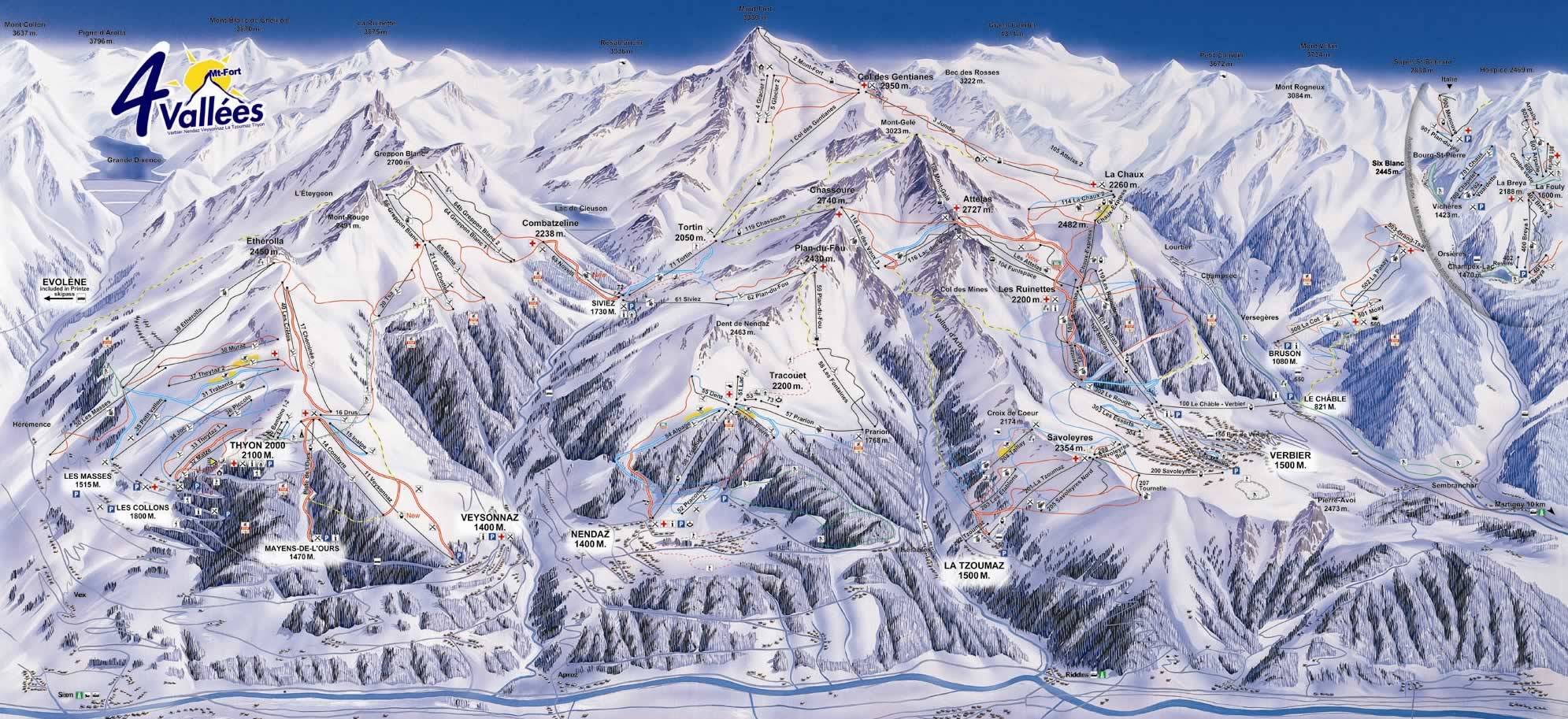 Ski the grand circuit of the 4 Valleys in the Swiss Alps. Book with ...